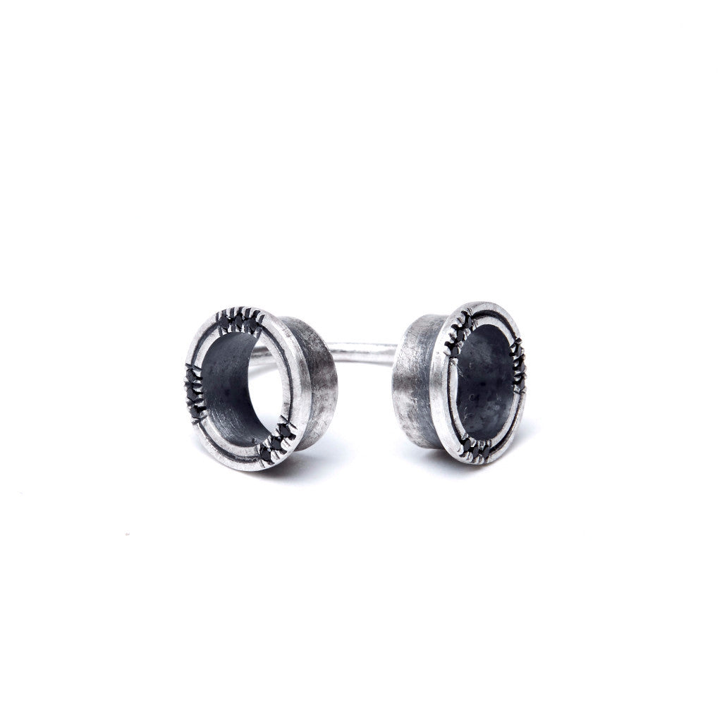 BLACK STONE HOLES OPEN RING – ADI LEV design